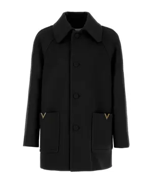 Valentino Garavani Logo Plaque Button-up Coat