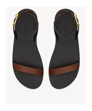 Saint Laurent Sahara Sandals In Smooth Leather With Adjustable Buckles