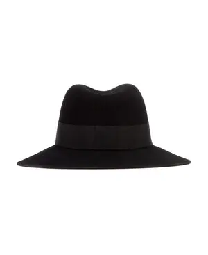 MAISON MICHEL Henrietta Logo Wide Brim Hat - Black