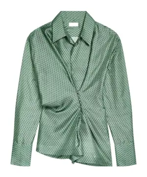 Dries Van Noten Geometric Print Draped Blouse