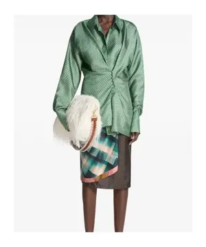 Dries Van Noten Geometric Print Draped Blouse