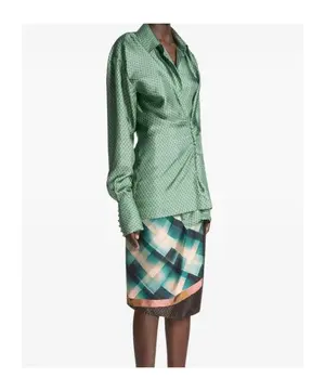 Dries Van Noten Geometric Print Draped Blouse