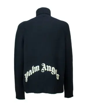 Palm Angels Logo Knit Roll Neck Jumper - Black
