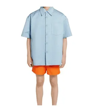 Gucci Oversize Gg Short-sleeve Shirt - Light Blue