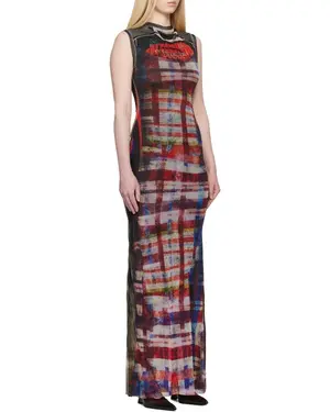 Ottolinger Sleeveless Printed Mesh Maxi Dress - Multicolor