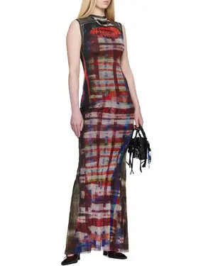 Ottolinger Sleeveless Printed Mesh Maxi Dress - Multicolor