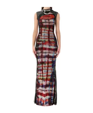 Ottolinger Sleeveless Printed Mesh Maxi Dress - Multicolor