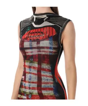 Ottolinger Sleeveless Printed Mesh Maxi Dress - Multicolor