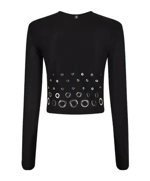 Rabanne Cropped Eyelet Logo Plaque Top