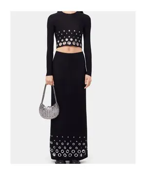 Rabanne Cropped Eyelet Logo Plaque Top