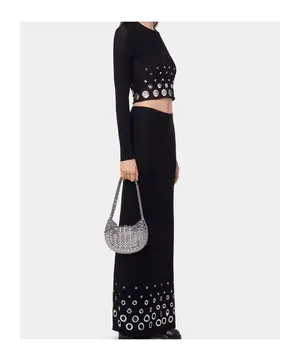 Rabanne Cropped Eyelet Logo Plaque Top