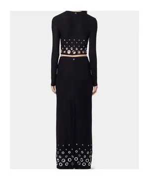 Rabanne Cropped Eyelet Logo Plaque Top