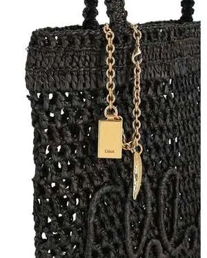 Chloé Small Raffia Tote Bag - Black