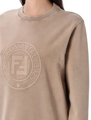 Fendi Long-sleeved Crewneck Sweatshirt With Ff Logo