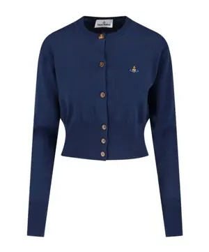 VIVIENNE WESTWOOD Orb Embroidered Long Sleeve Cardigan - Blue