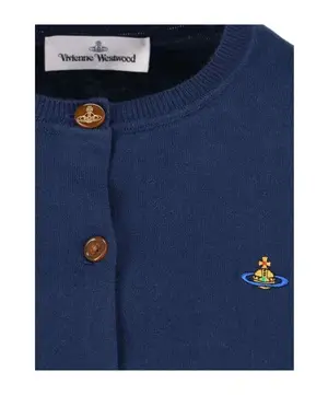 VIVIENNE WESTWOOD Orb Embroidered Long Sleeve Cardigan - Blue