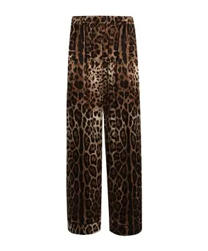 Dolce & Gabbana Leopard Print Wide Leg Pajama Pants - Black