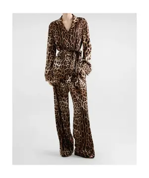 Dolce & Gabbana Leopard Print Wide Leg Pajama Pants