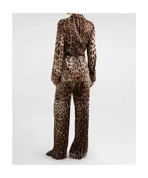 Dolce & Gabbana Leopard Print Wide Leg Pajama Pants