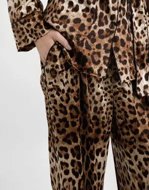 Dolce & Gabbana Leopard Print Wide Leg Pajama Pants