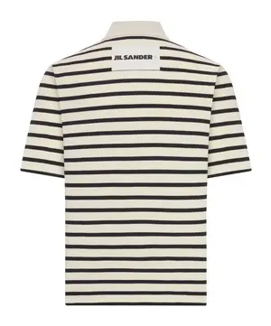 JIL SANDER Logo Patch Striped Polo Shirt