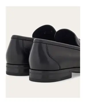 FERRAGAMO Gancini Plaque Slip-on Loafers - Black