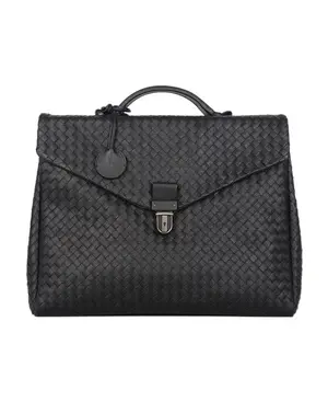 Bottega Veneta Woven Leather Briefcase - Black