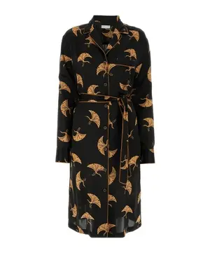 Dries Van Noten Printed Long-sleeved Midi Dress