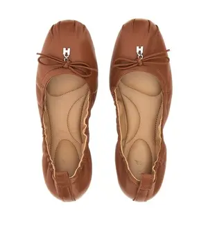Hogan Leather Ballet Flats With Bow Detailing - Brown
