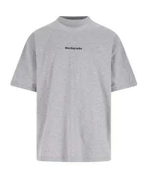 Balenciaga Logo Embroidered Crewneck T-shirt - Gray