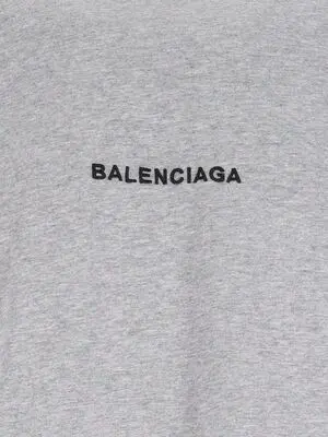 Balenciaga Logo Embroidered Crewneck T-shirt - Gray