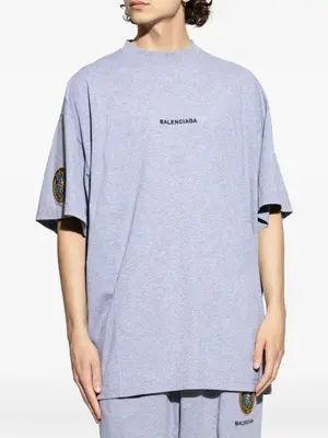 Balenciaga Logo Embroidered Crewneck T-shirt - Gray