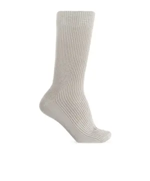 Dsquared2 Dsquared2 Ribbed Knit Crew Socks With Graphic Pattern Gray