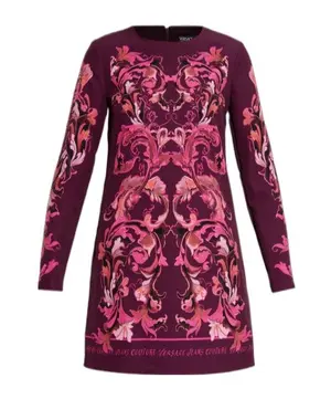 Versace Barocco Print Long Sleeve Mini Dress