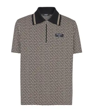 Balmain Logo Patch Straight Hem Polo Shirt