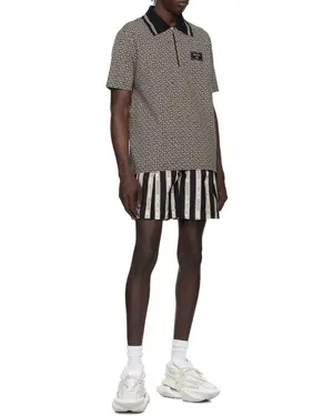 Balmain Logo Patch Straight Hem Polo Shirt