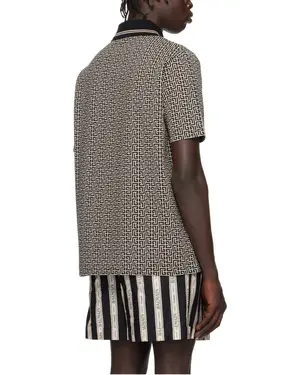 Balmain Logo Patch Straight Hem Polo Shirt
