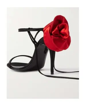 Magda Butrym Strap High-heeled Sandals With Floral Embellishment - Black
