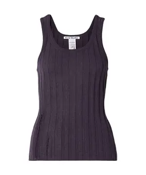 Acne Studios Rib Knit Sleeveless Crew Neck Tank Top - Purple