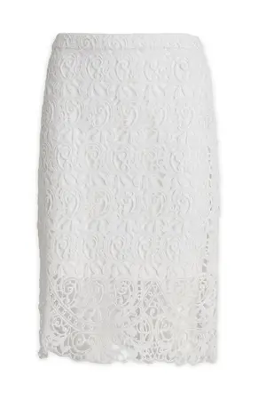 Burberry Lace Detailed Pencil Skirt - Light White