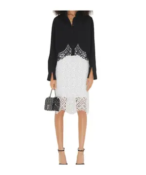 Burberry Lace Detailed Pencil Skirt - Light White