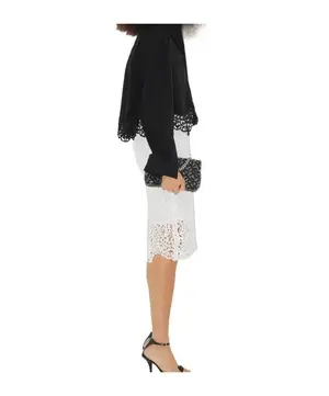 Burberry Lace Detailed Pencil Skirt - Light White