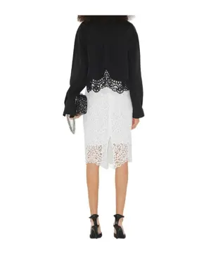Burberry Lace Detailed Pencil Skirt - Light White