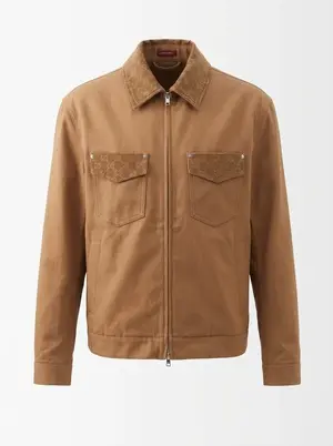 Gucci Long-sleeved Zip-up Jacket With Classic Collar - Camel