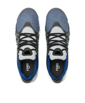 Fendi Lace-up Sneakers With Translucent Rubber Details - Blue