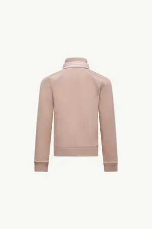 Moncler Half-zip Fleece Sweatshirt With Stand Collar And Logo - Pink