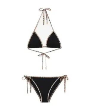Burberry Burberry Checked Trim Two-Piece Swimsuit Black