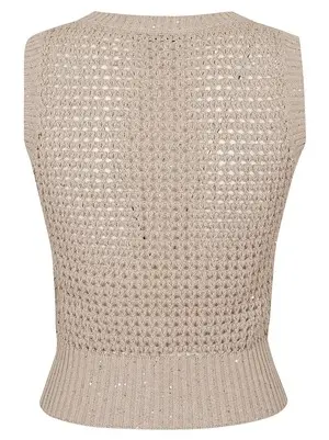 Brunello Cucinelli Sequin Embellished Open Knitted Vest