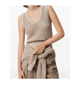 Brunello Cucinelli Sequin Embellished Open Knitted Vest