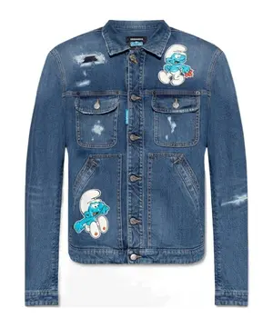 Dsquared2 Denim Jacket With Smurf Graphic - Blue